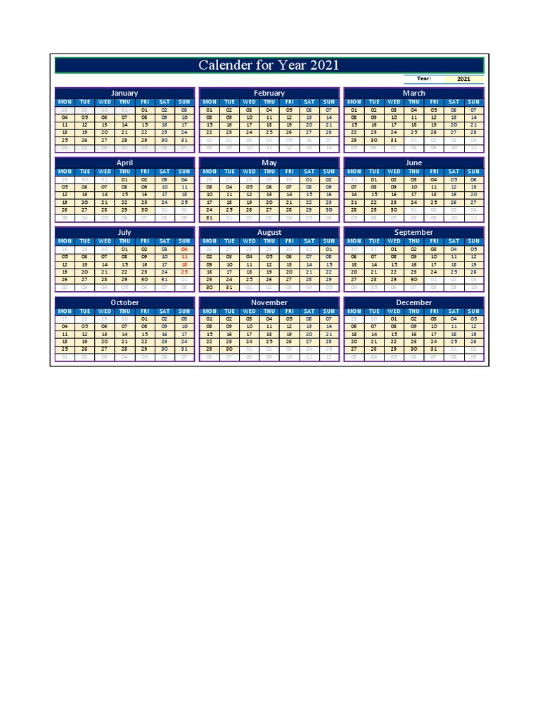 2021 Calendar with Holidays | PDF | Holidays | Christian Behaviour And ...