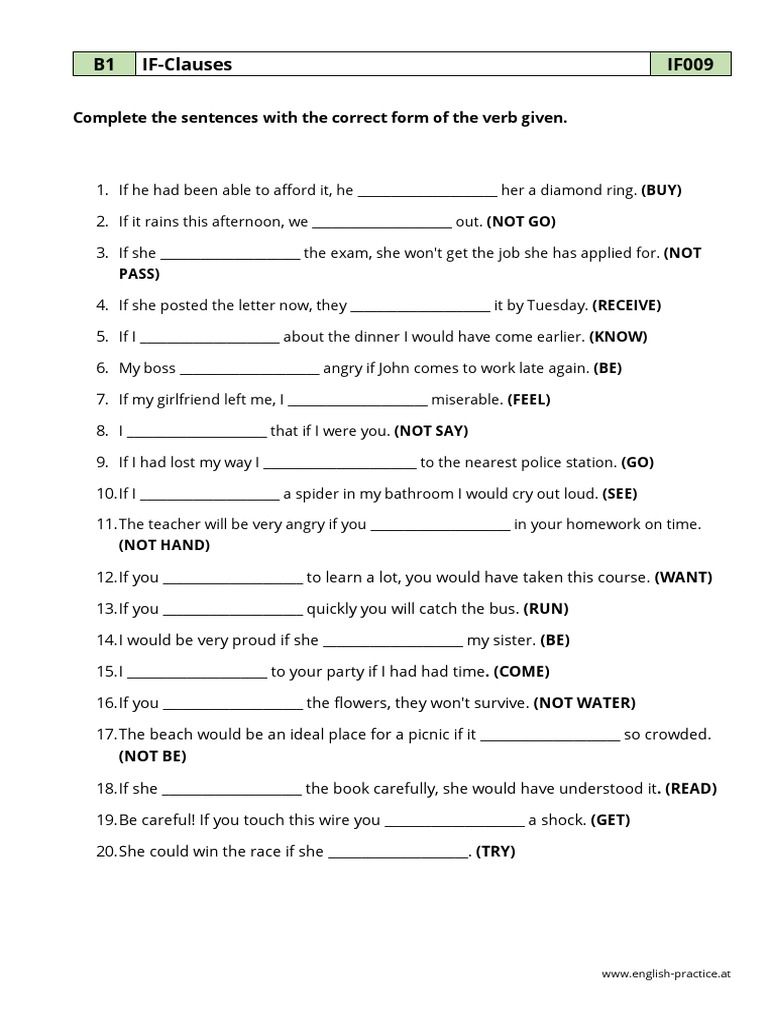 B1 If Clauses Practice Exercises | PDF | Language Arts & Discipline