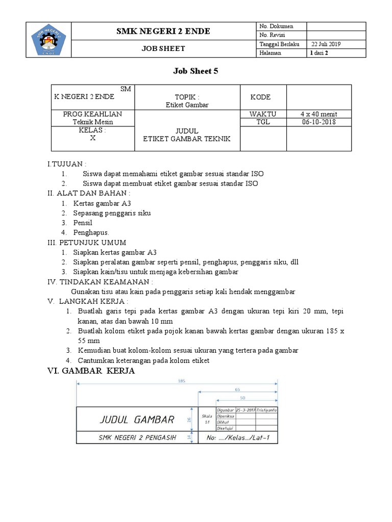 Etiket Gambar Teknik SMK | PDF