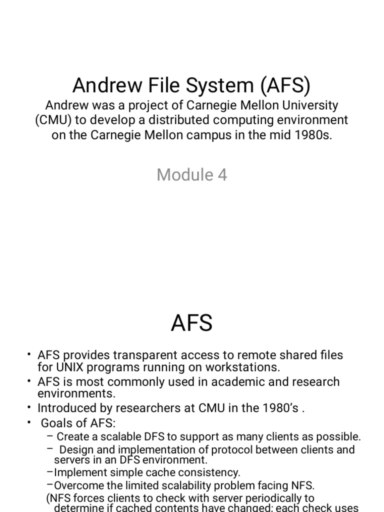 Andrew File System (AFS) | PDF | Cache (Computing) | Software