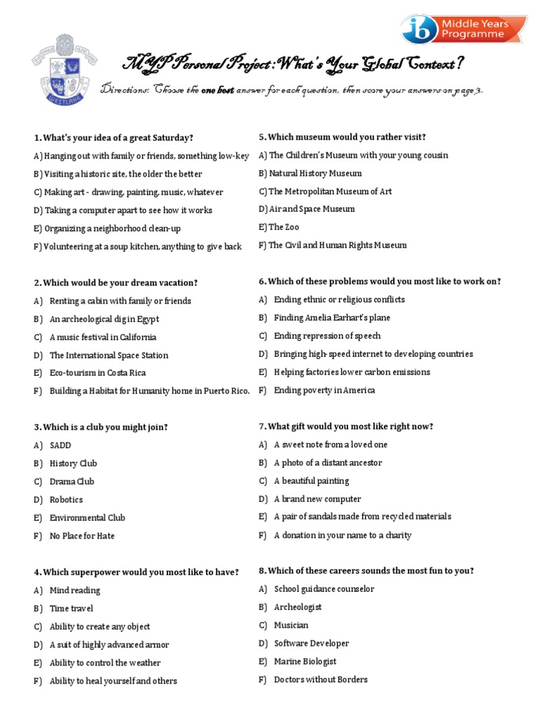 Myp Global Context Assessment | PDF | Sustainability | Human