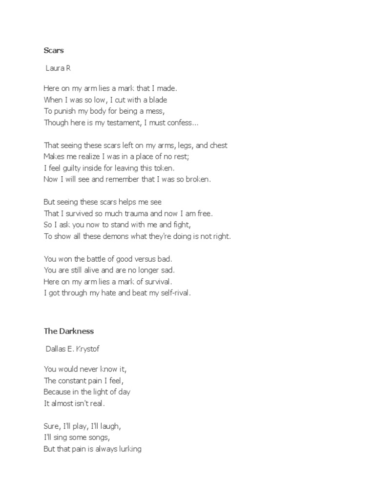 Sad Cutting Poems