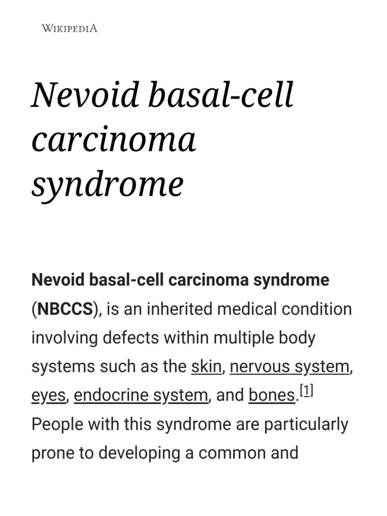 Nevoid Basal-Cell Carcinoma Syndrome - Wikipedia | PDF | Medicine ...