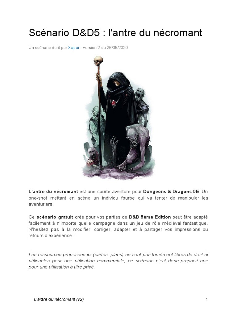 Scenario dd5 - Lantre Du Necromant | PDF | Droit | Mystère, thriller et fiction policière