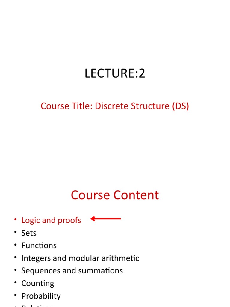 Course Title: Discrete Structure (DS) | PDF | Contradiction | Truth