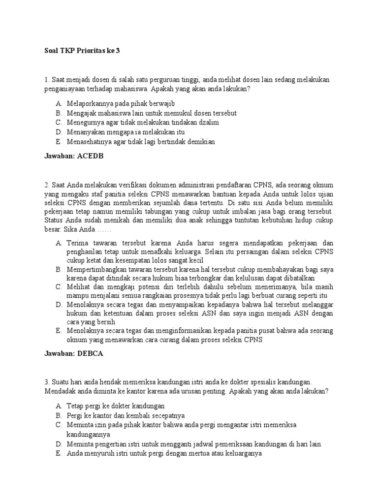 TKP Prioritas 3 (Jawaban) | PDF