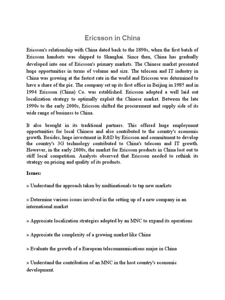 Ericsson in China | PDF | Business | Ericsson
