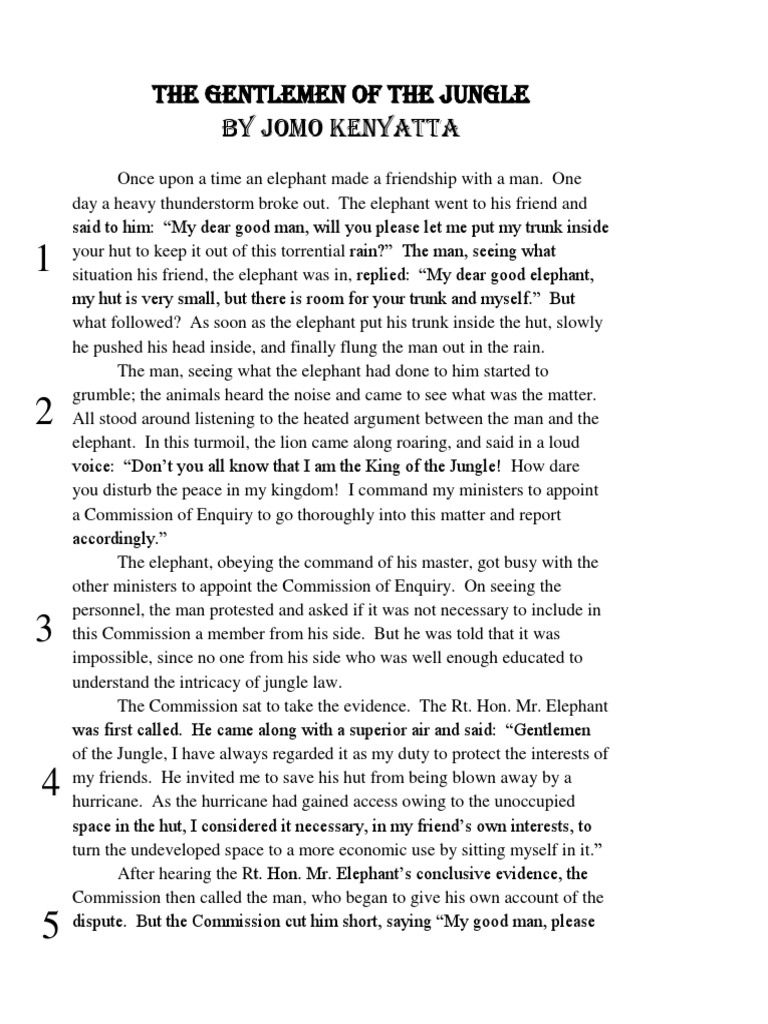 The Gentleman of The Jungle Reading | PDF | Elephant
