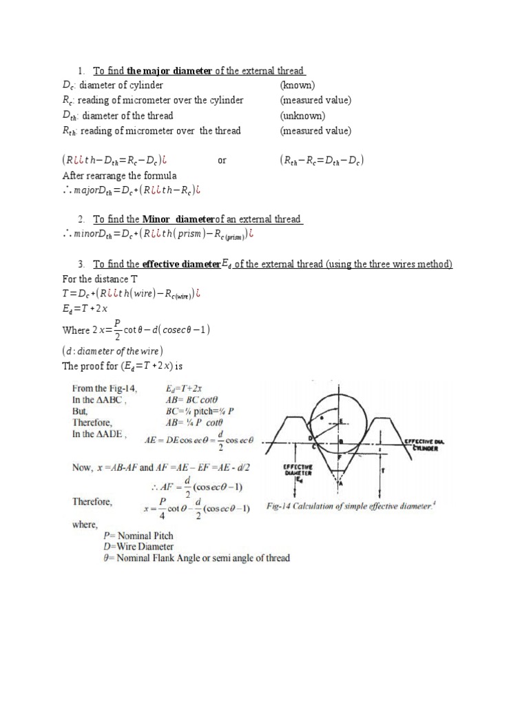 Screw Thread Calculations | PDF
