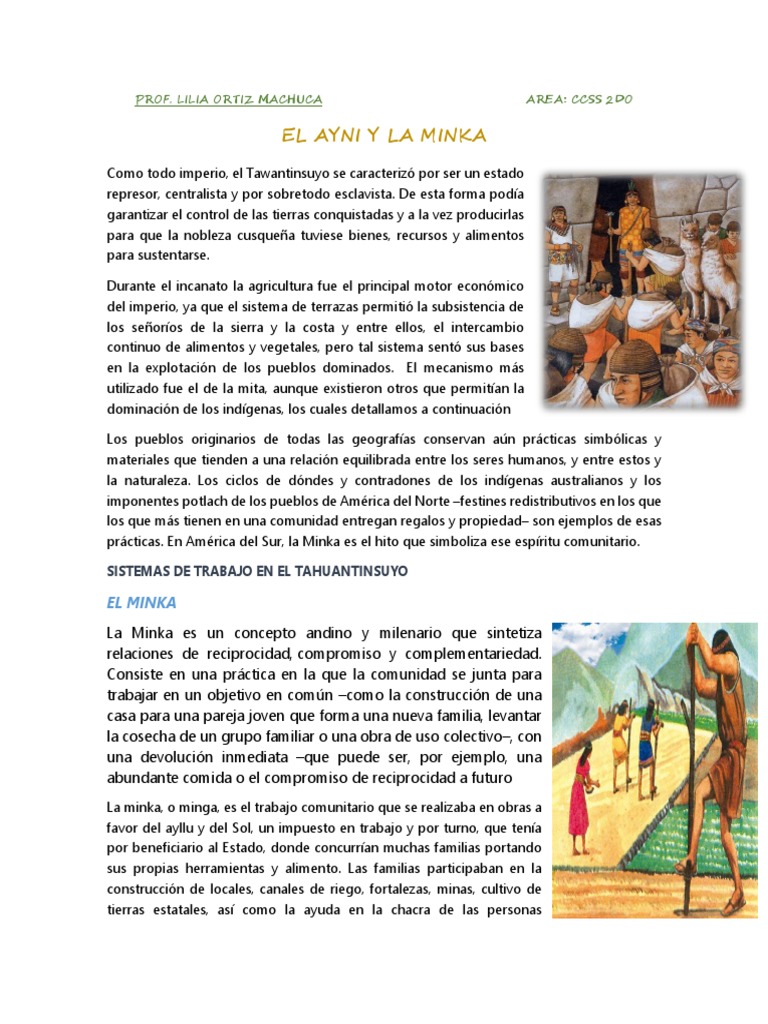 El Ayni y La Minka | PDF | Imperio Inca | Perú
