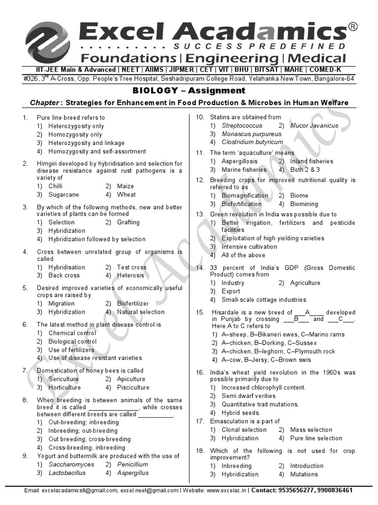 Strategies in Enhancement in Food Production Worksheet | PDF | Plant ...