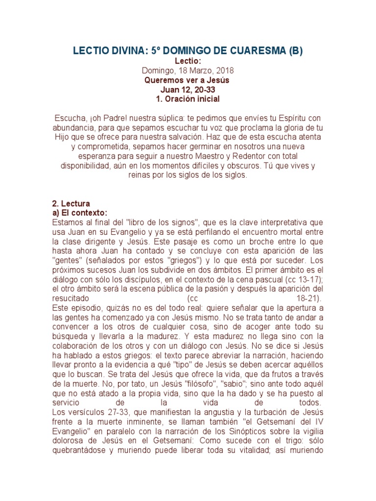 Lectio Divina Pdf Jesús Oración