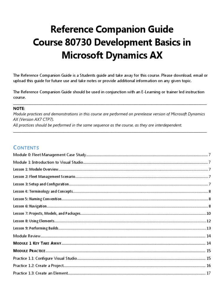 Reference Companion Guide 80730 | Microsoft Visual Studio | Object ...