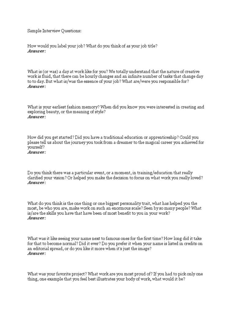 Sample Interview Questions | PDF