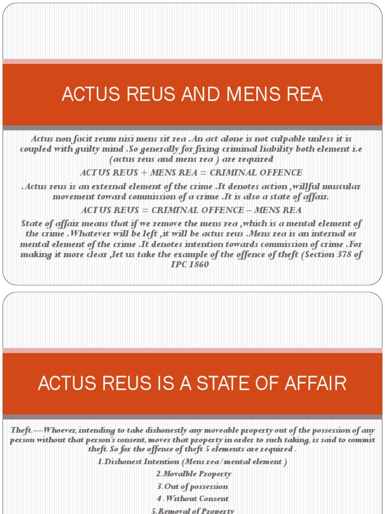 Actus Reus and Mens Rea Explained | PDF | Mens Rea | Criminology