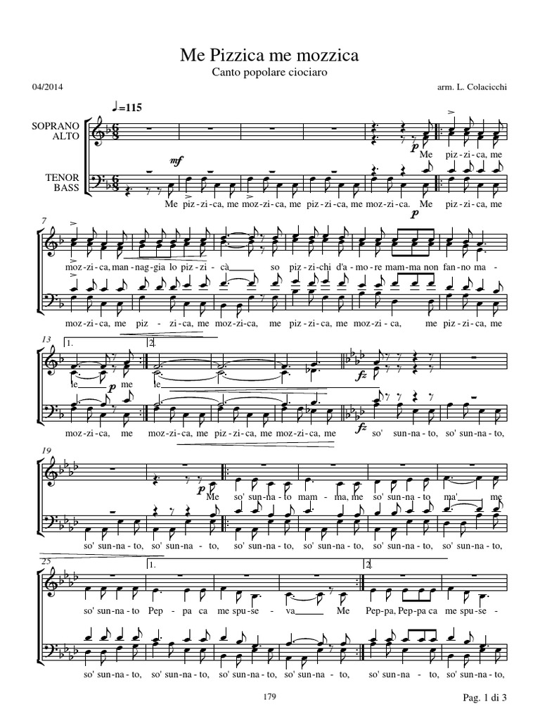 Me Pizzica Me Mozzica: Canto Popolare Ciociaro | PDF | Vocal Music