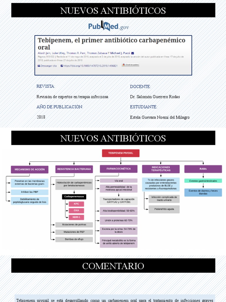 Tebipenem, El Primer Antibiótico Carbapenémico Oral | PDF