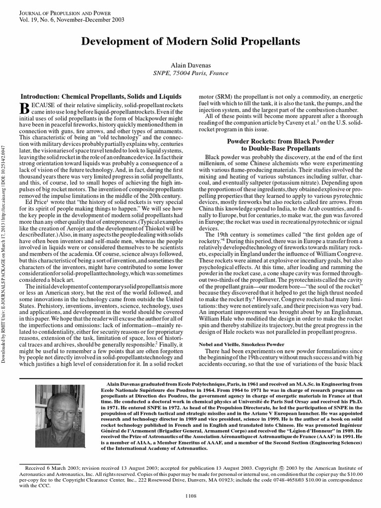 Development of Modern Solid Propellants: Introduction: Chemical ...