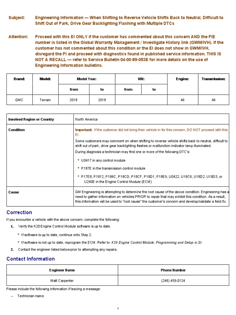 Correction: Brand: Model: Model Year: Vin: Engine: Transmission: Brand ...