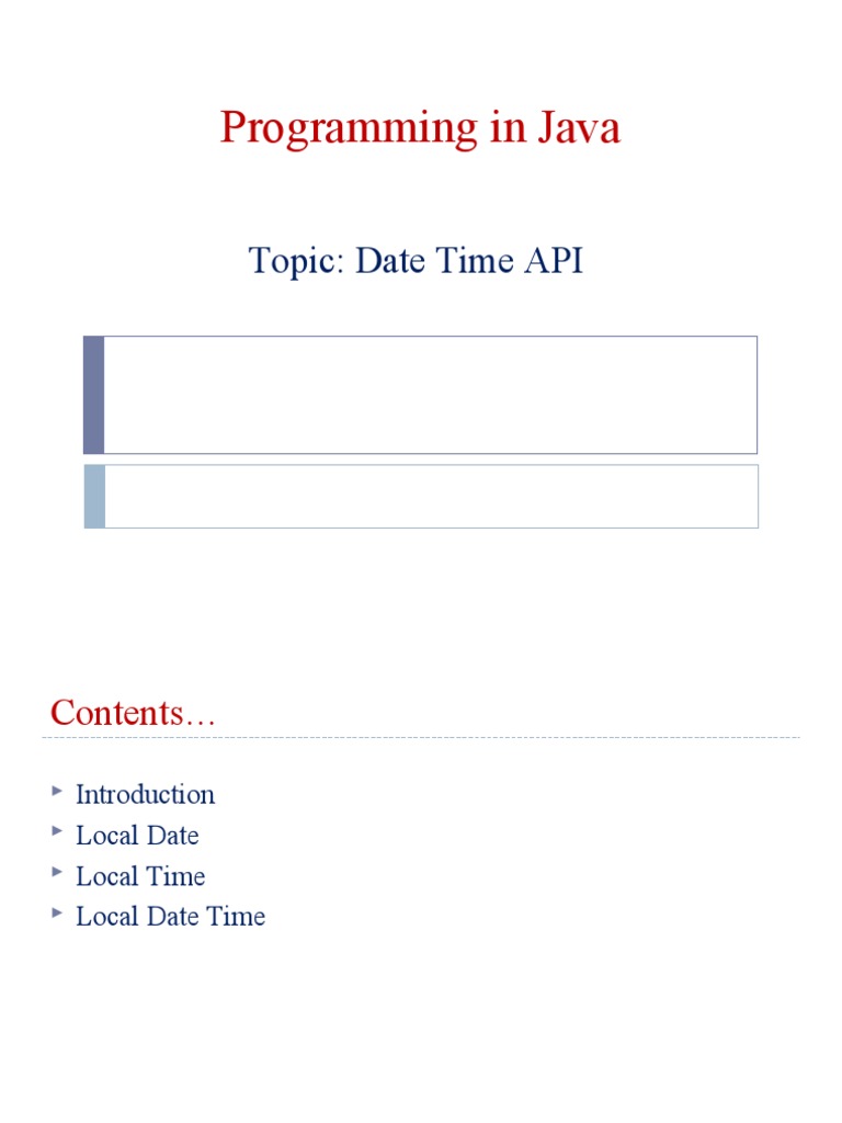 Programming In Java Topic Date Time Api Pdf Class Computer 8065