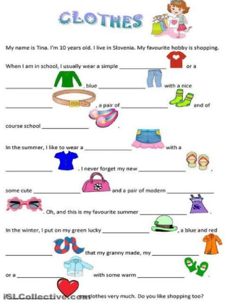 Fill in The Blanks With Clothing Names | PDF