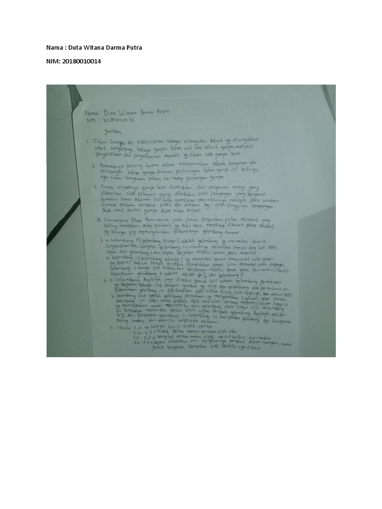 UTS Teknik Gempa Duta Witana Darma Putra 20180010014 | PDF