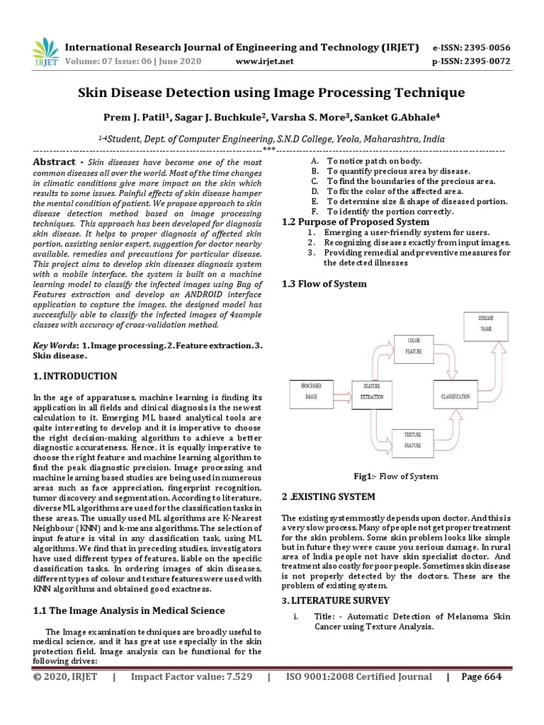 Skin Disease Detection Using Image Processing Technique | PDF | Machine ...