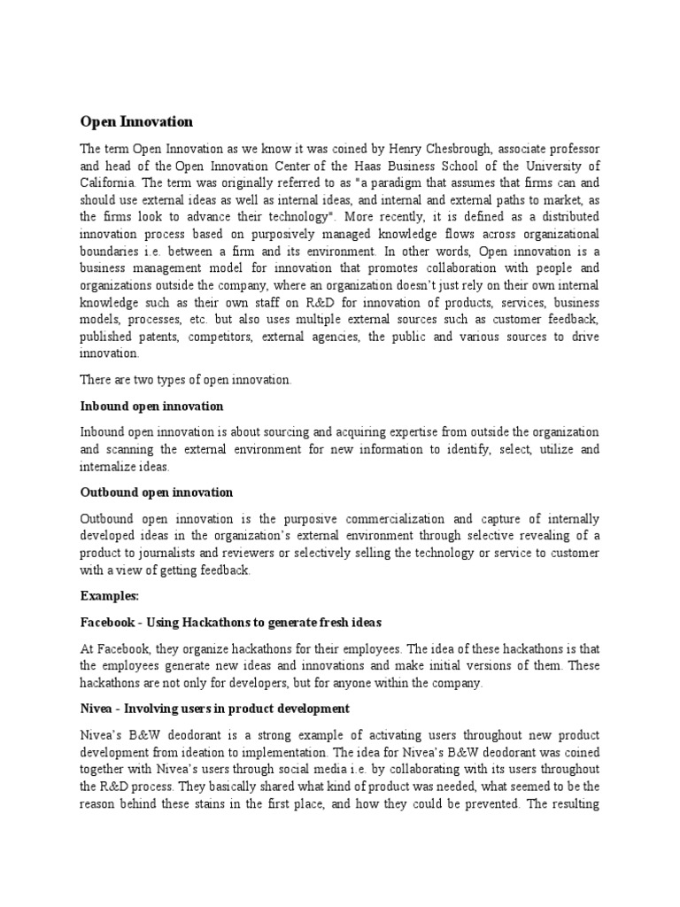 Inbound Open Innovation | PDF | Innovation | Marketing