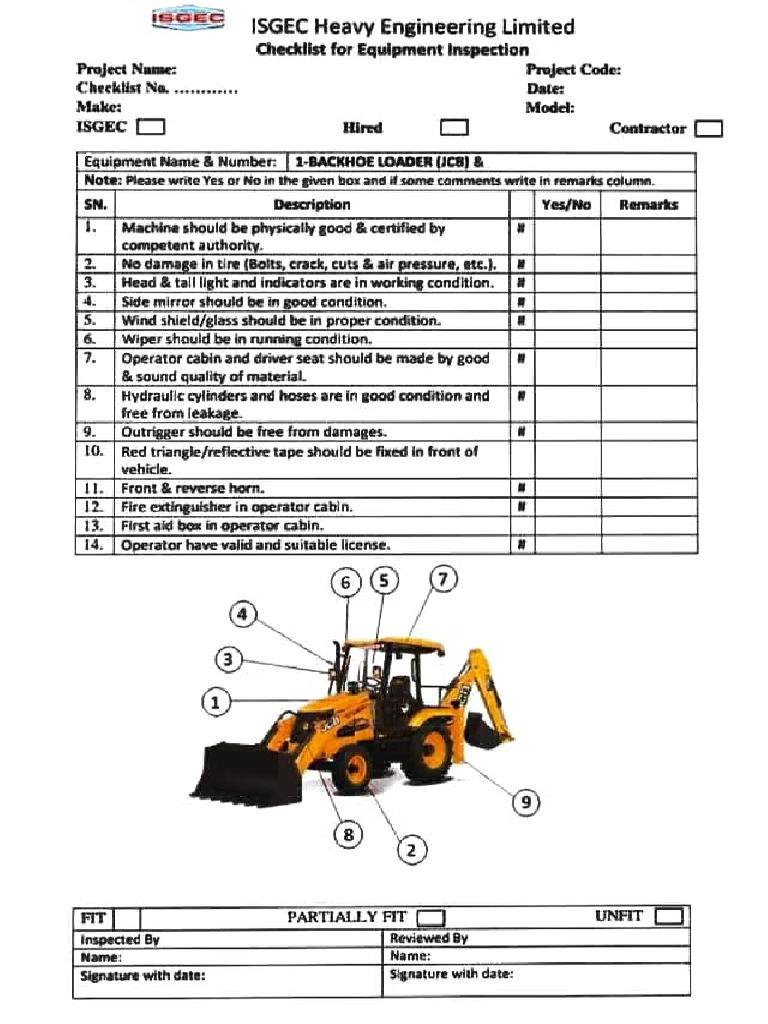 Pre-Start Checklist Inspection | PDF