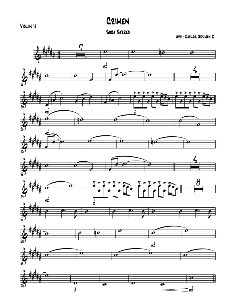 Crimen - Violin II | PDF | Human Voice | Western Calligraphy