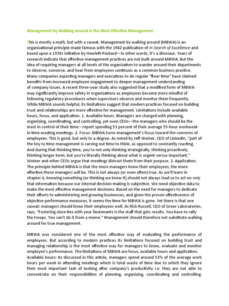 Management by Walking Around Is The Most Effective Management | PDF ...