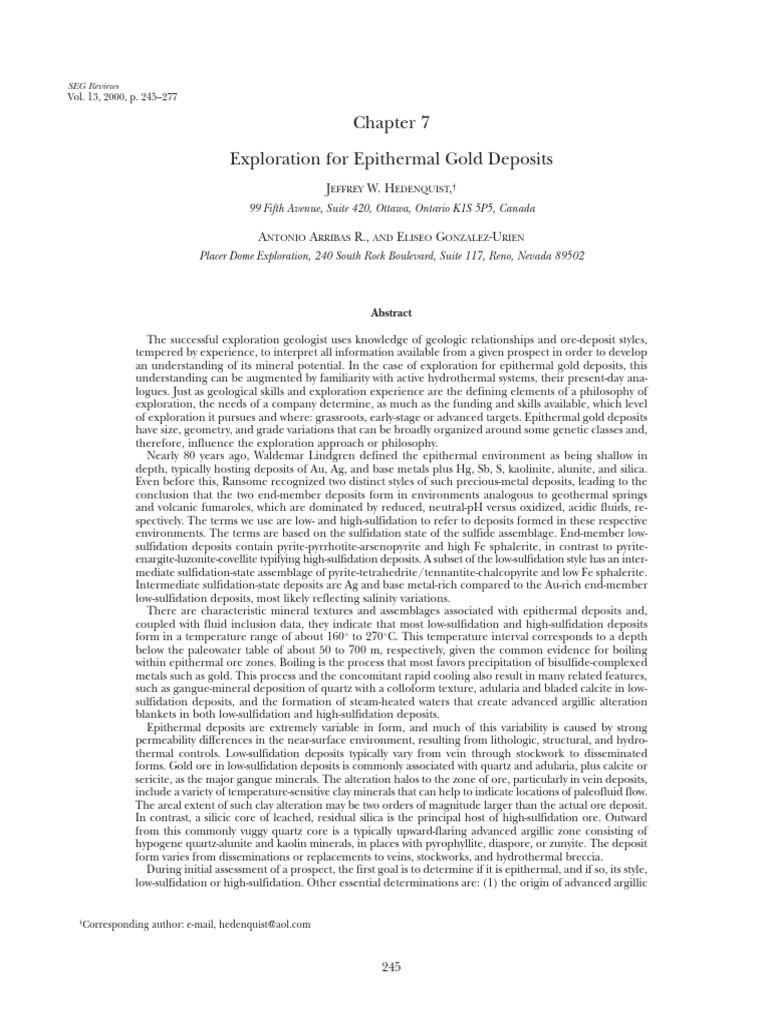 Hedenquist Et Al, 2000 | PDF | Minerals | Water