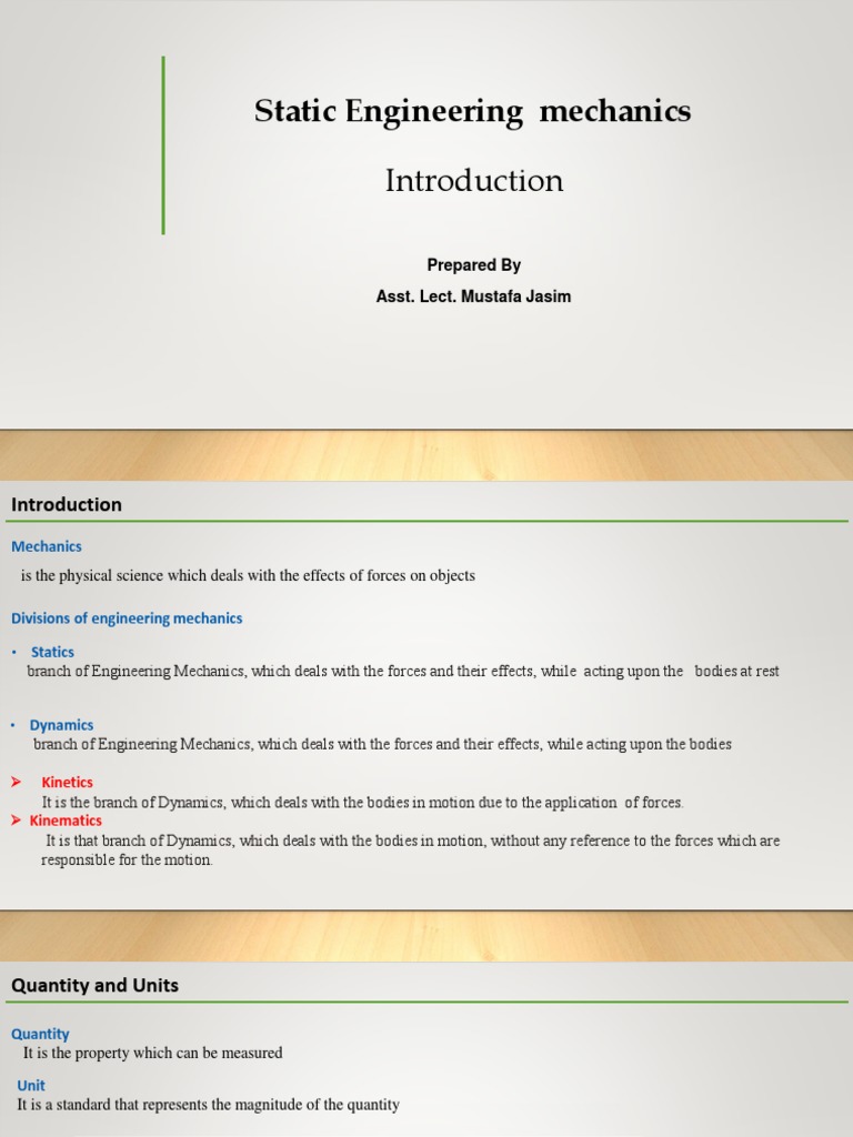 Introduction To Static Mechanics | PDF | Force | Kilogram