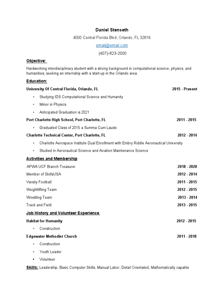 Resume For Class | PDF