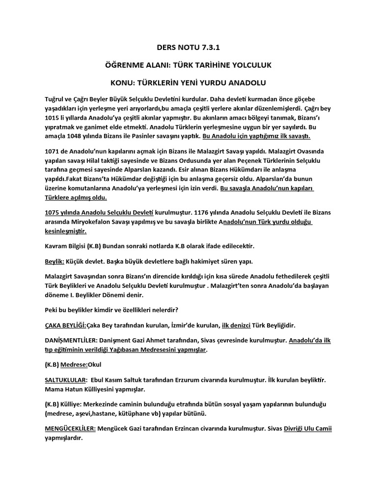 Ders Notu 7.3.1 | PDF