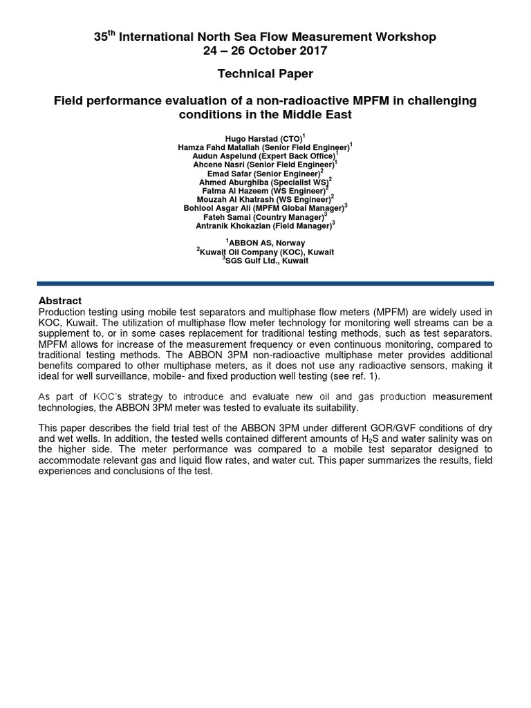 Non-Radioactive MPFM Evaluation | PDF | Flow Measurement | Fluid Dynamics