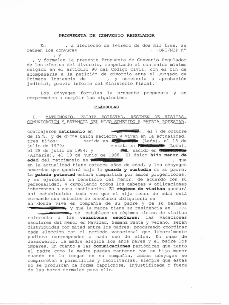 Modelos de Convenio Regulador | PDF