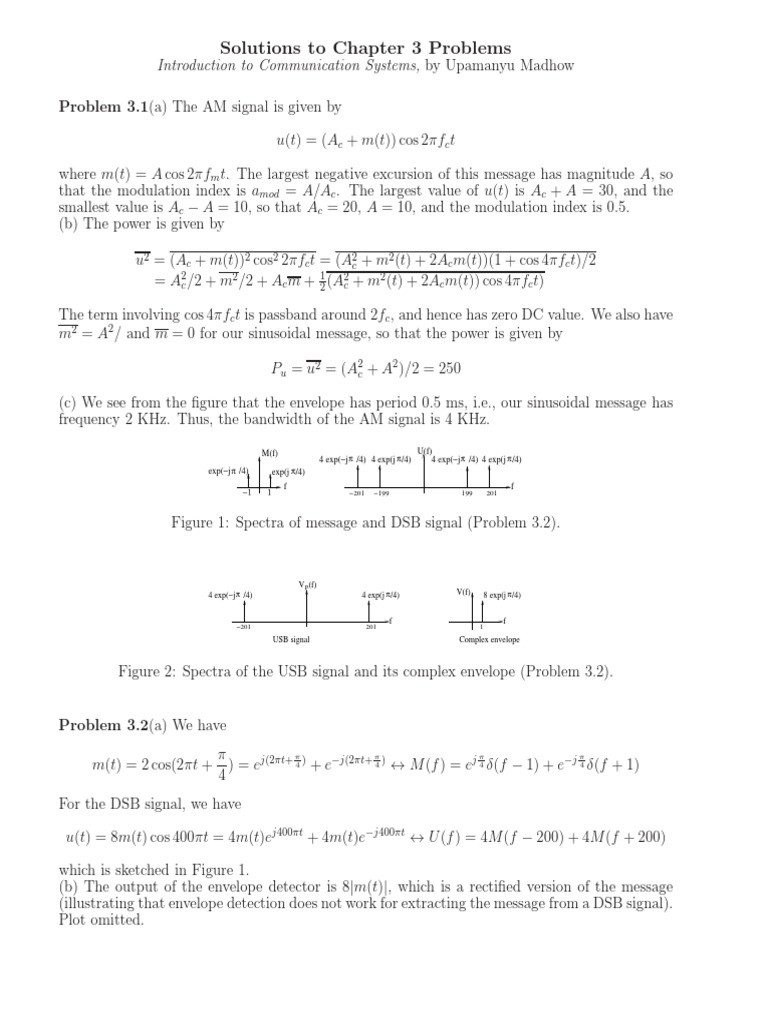 Solutions to Communication Systems Problems: Analyzing Amplitude Modulation Techniques through ...
