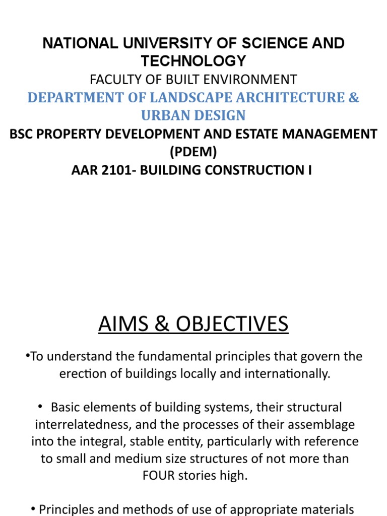 AAR2101 - Building Construction-Introduction & Overview | PDF | Civil ...