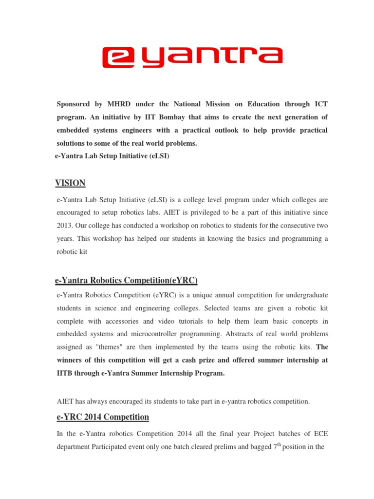 E Yantra Robotics Lab Report 1 | PDF | Habitat