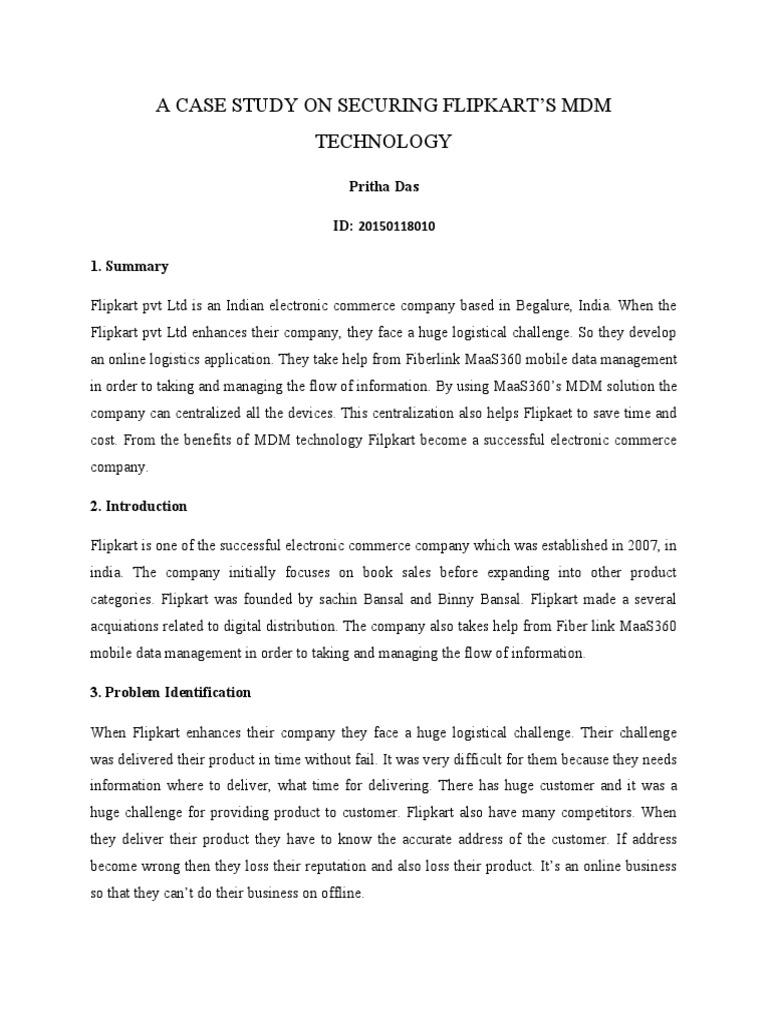 Case Study On Securing Flipkart MBM Technology | PDF | E Commerce ...