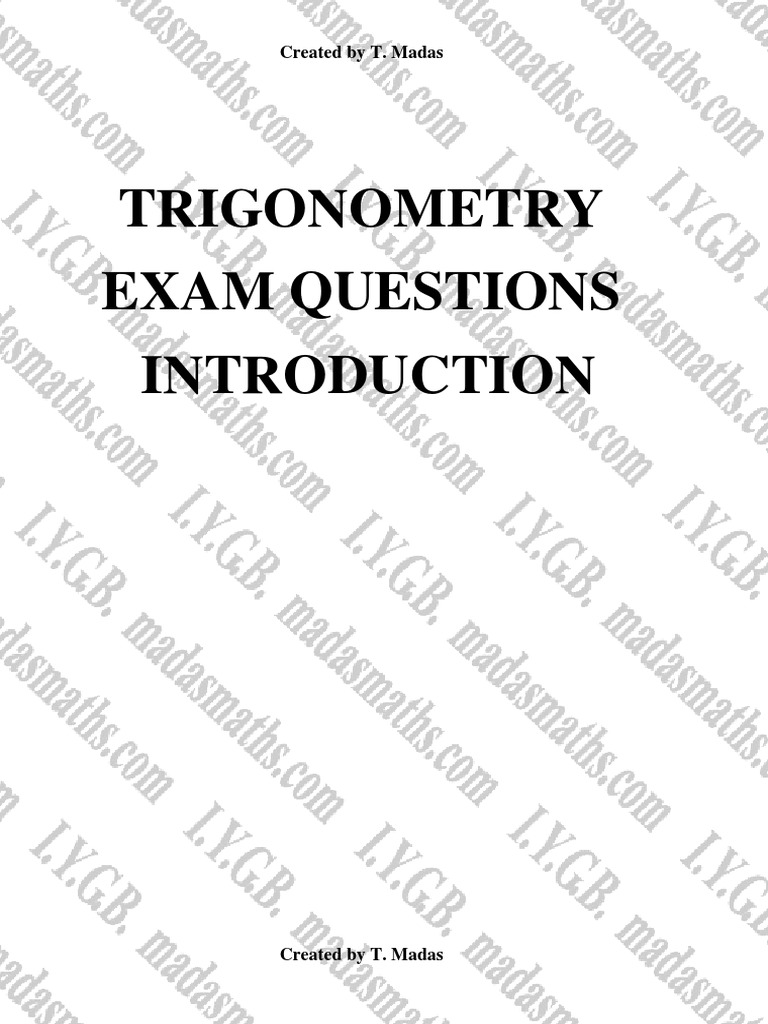 Madas Maths Trigonometry Exam Questions | PDF | Sine | Trigonometric ...