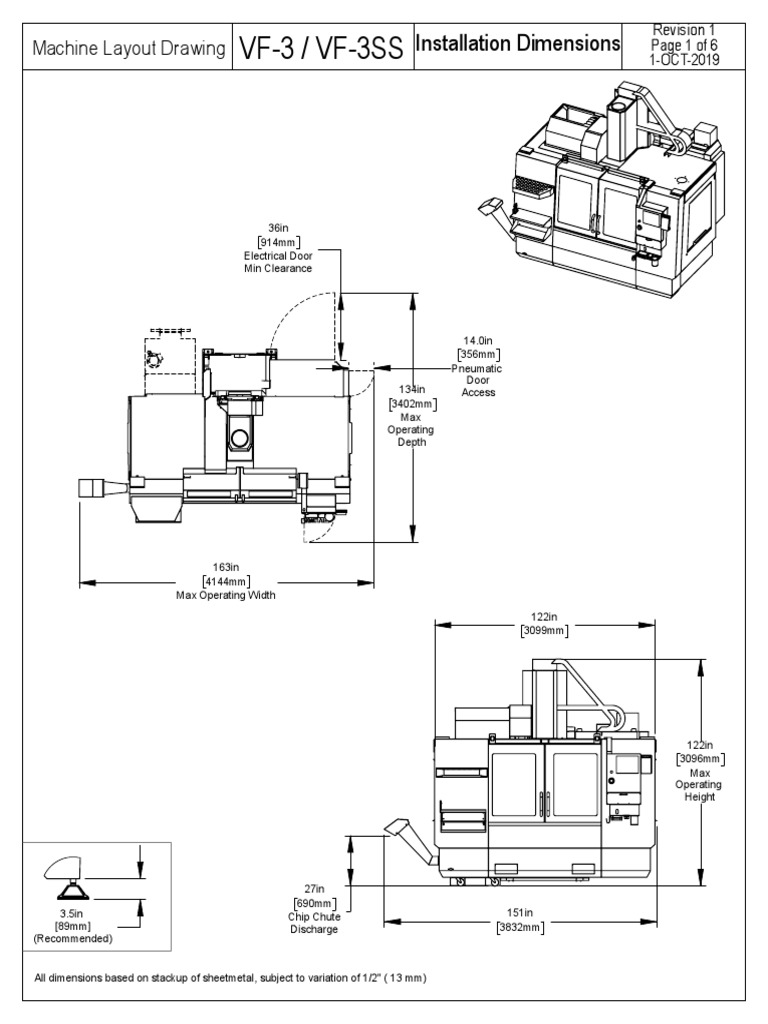 VF-3 / VF-3SS: Machine Layout Drawing | PDF | Metalworking | Industrial ...