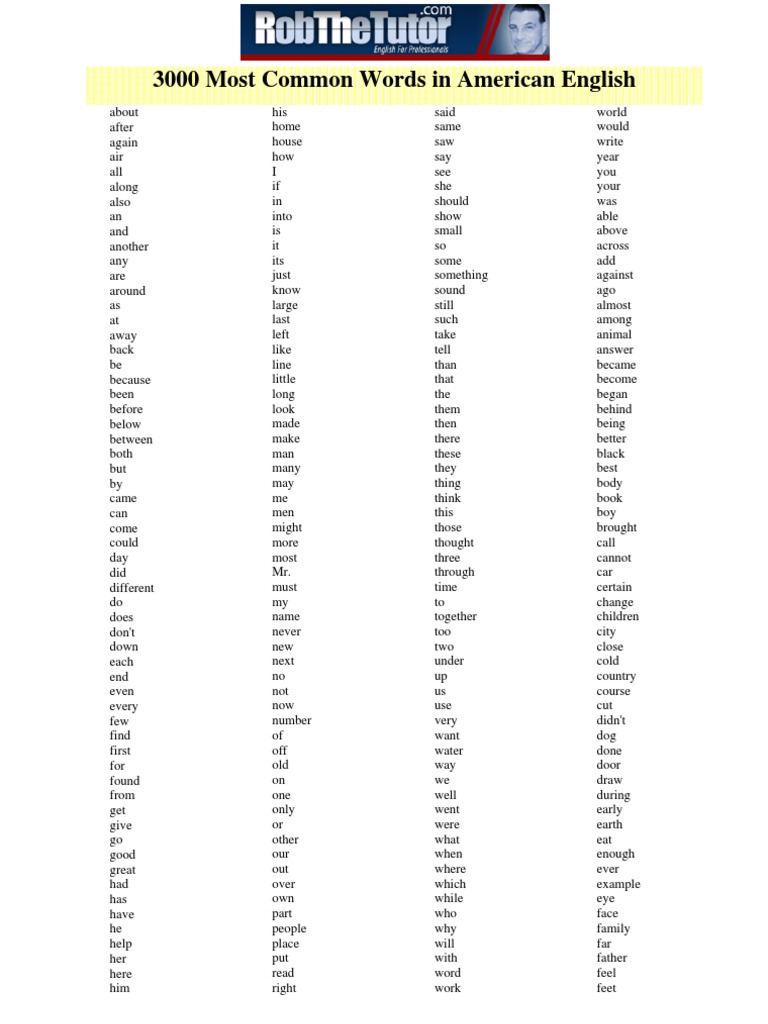 3000 Most Common English Words | PDF | Nature