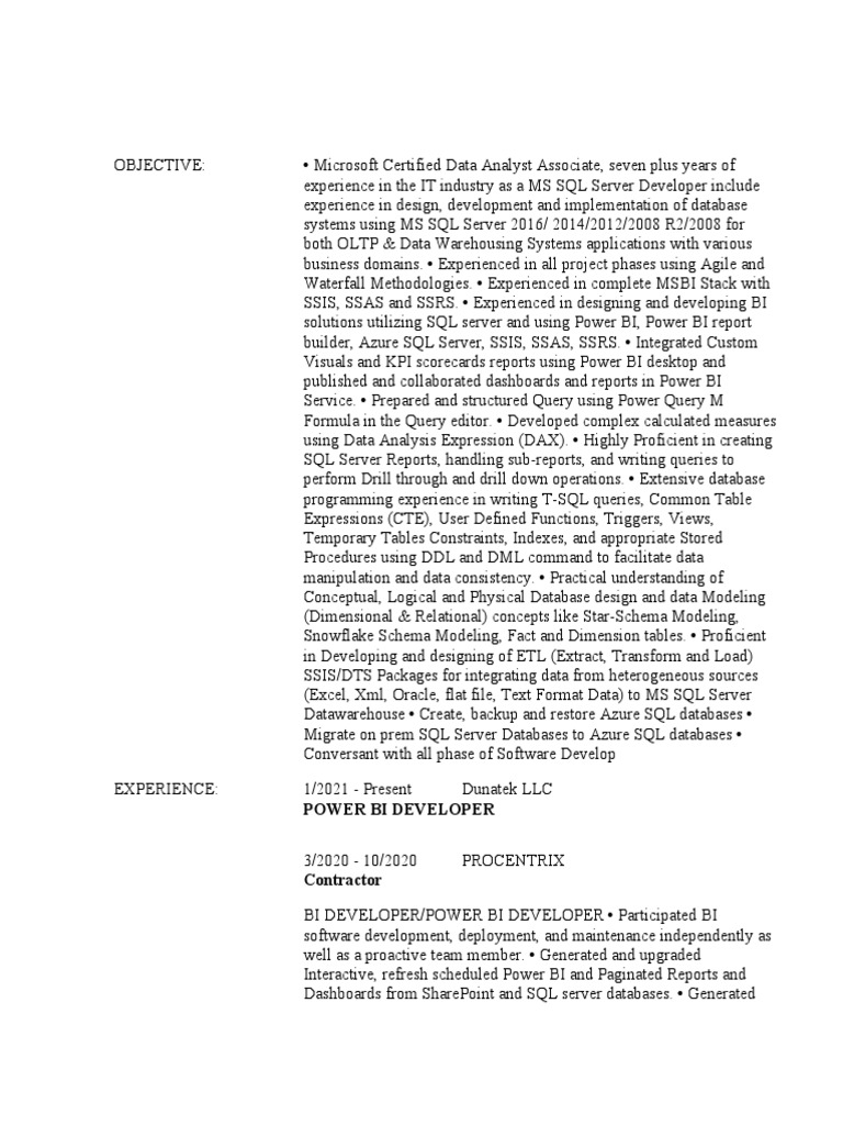 Power Bi Developer | PDF | Microsoft Sql Server | Databases