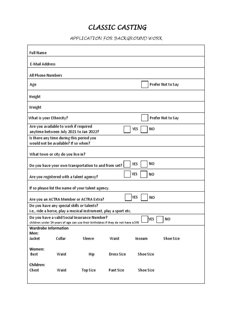 Tlou - Classic Casting Application | PDF