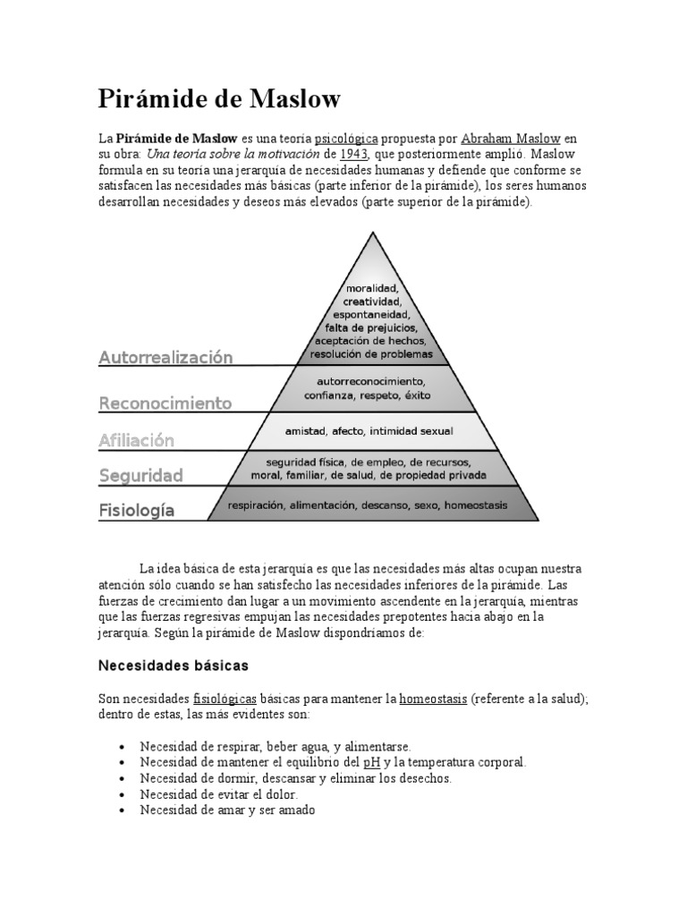 Pirámide de Maslow y Personalidad | PDF | Metafísica de la mente | Conceptos psicologicos