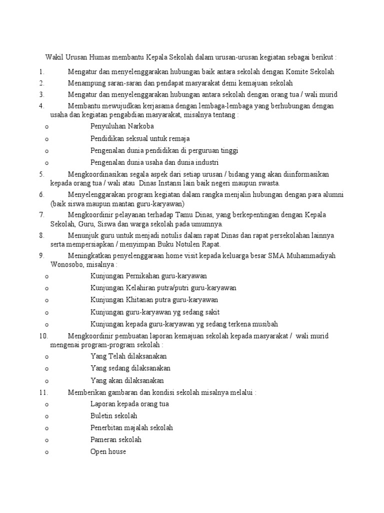 Program Humas SMA untuk Kemajuan | PDF | Karier & Perkembangan ...