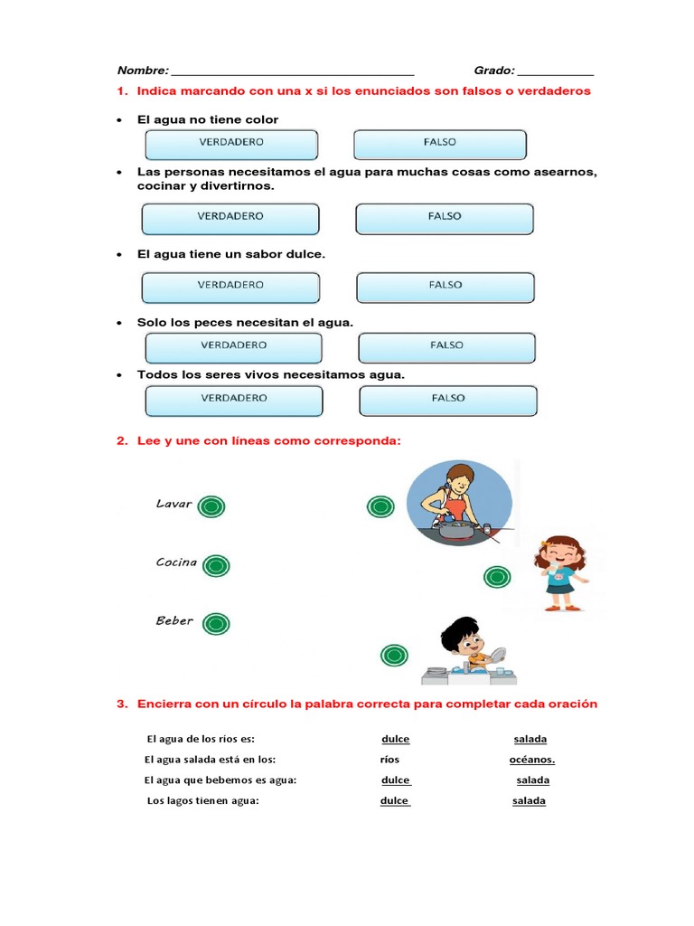 Agua Dulce y Salada para Niños | PDF
