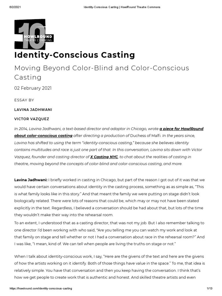 Identity-Conscious Casting: Moving Beyond Color-Blind and Color ...